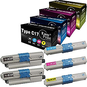 (5-Pack, 2X BK+C+M+Y) Compatible OKI C330 Type C17 Toner Cartridge Used for Okidata 44469801 Black 44469703 Cyan 44469701 Yellow 44469702 Magenta C310dn C330 C530 C531d MC562 Printer, by EasyPrint