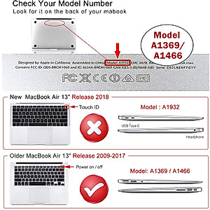 iCasso for MacBook Air 13 inch Case (Release 2010-2017 Older Version), Plastic Hard Shell Protective Case & Keyboard Cover Only for MacBook Air 13 Inch Model A1466/A1369 (Morandi)