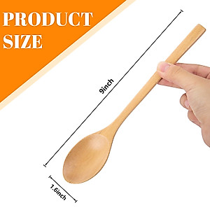 HAKSEN Wooden Spoons, 6PCS 9 Inch Wood Soup Spoons for Eating Mixing Stirring, Long Handle Spoon for Japanese Style Home Kitchen Cooking Stirring