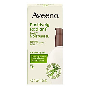 Aveeno Positively Radiant Daily Moisturizer with SPF 15, 2 x 120 ml (2 x 4 oz)