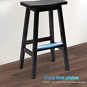 Capacmkseh Solid Wood Saddle-Seat Kitchen Counter Barstools Set of 2, 30-Inch Height, Counter Height Bar Stools Wooden Stool Saddle Chair Tall Stool