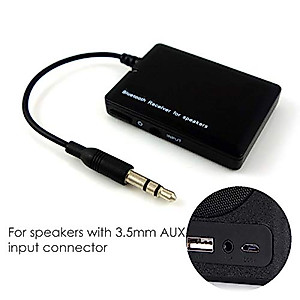 Bluetooth Wireless 3.5mm Audio Receiver DEALPEAK Stereo Music Adapter with USB Charging Cable for Home Audio Car Stereo Speaker, Dual Connection to 2 Devices Simultaneously