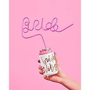 xo, Fetti Bachelorette Party Bride Vibes Can Cooler - White + Rose Gold, 10 Count | Neoprene Holder, Drink Sleeve,Bridal Shower, Engagement Party Decoration and Bride To Be Gift