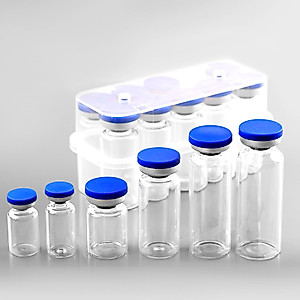 Ehoycq 2ml Sealed Vials with Self Healing Injection Port and Plastic-Aluminum Flip Caps,Glass Empty Vials for Injection 10 Pack