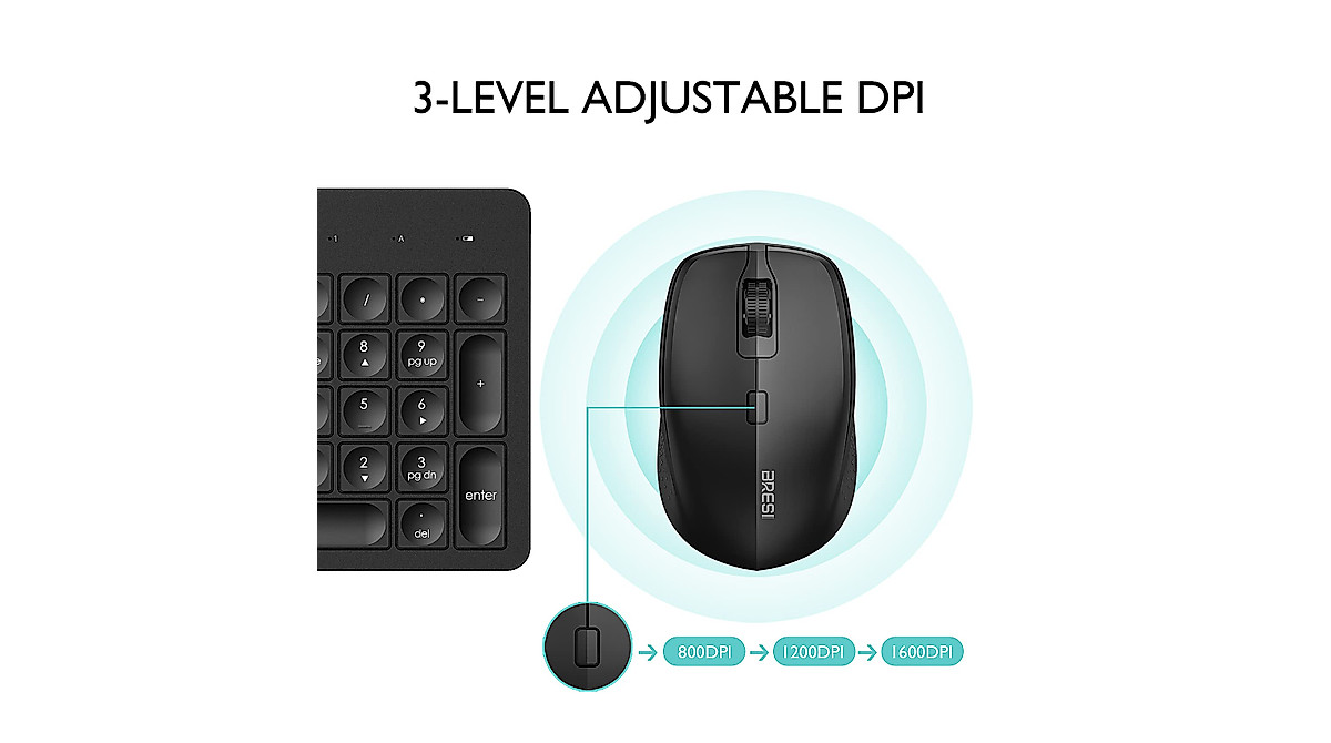 Wireless Keyboard Mouse Combo, BreSii Wireless Keyboard and Mouse ...