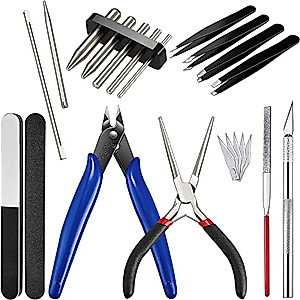 17 Pieces Metal Puzzle Tool Set Tool DIY Metal Model Kits Tools Tab Edge Cylinder Cone Shape Bending Assist Tools for 3D Metal Jigsaw Puzzles Assembly Basic Model Building, Repairing and Fixing