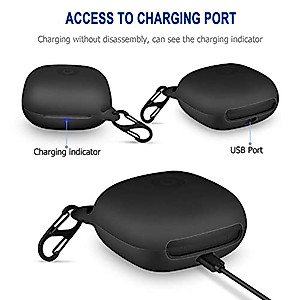 HIETON Silicone Case for Powerbeats Pro, Anti-Break Anti-Lost & Shockproof Easy Carrying Unique Dual Hole Portable Protective Case Cover with Carabiner for 2019 Newest Beats Powerbeats Pro(Black)