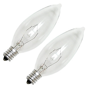 OSRAM SYLVANIA Incandescent Decorative Lamp, B10, 25W, 120V, Candelabra, Clear, 2 Per Box-2489092