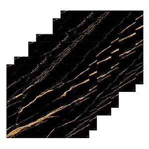 ALAZA Wash Cloth Set Black Marble Gold Print(29c1) - Pack of 6, Cotton Face Cloths, Highly Absorbent and Soft Feel Fingertip Towels(238rh9a)