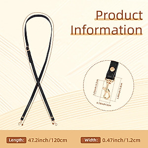 RAYNAG Adjustable Purse Strap Replacement Leather Handbag Shoulder Strap Replacement, Black with Gold Metal Swivel Hooks