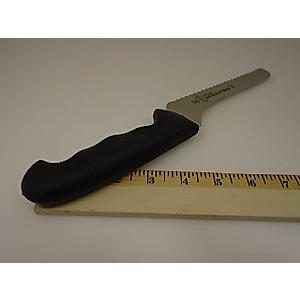 Made in USA 7 inch Offset Scalloped Edge Bread Knife Black Handle SG163-7SC