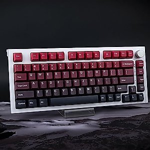 GEKUCAP Custom Keycaps, 124 Keys Gradient Red & Black Keycaps, Cherry Profile PBT Keycaps, Dye Sublimation Keycaps Set Fit for 61/68/87/104/108 Cherry Mx Switches Gaming Mechanical Keyboard
