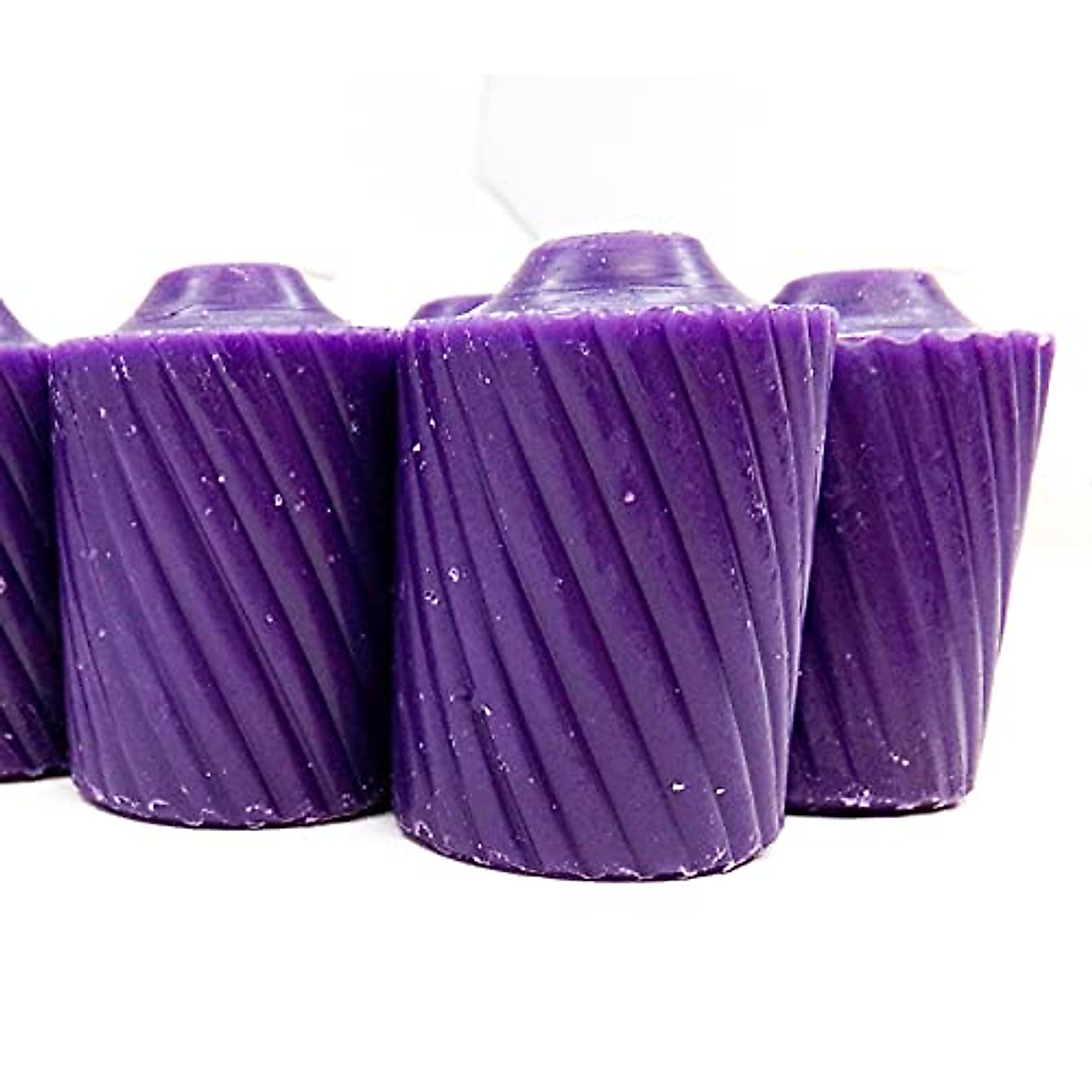 Purple Plumeria Scented Votive Candles - 15 Hour Long Burn Time - Textured Finish - Box of 20