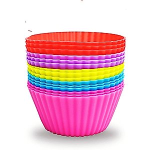 DEVIN0705 Silicone Cupcake Baking Cups 30 pcs, Heavy Duty Silicone Baking Cups, Reusable & Non-stick Muffin Cupcake Liners Holders Set for Party Halloween Christmas Bakery Molds Supplies