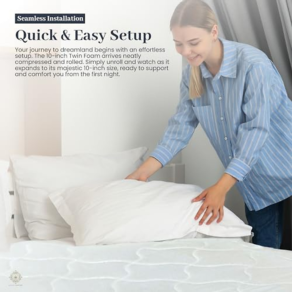 Twin Size Mattress - 10 Inch Cool High Density Comfort Foam Mattress with Breathable Organic Cotton Cover - Medium Firm - Rolled in a Box - Oliver & Smith