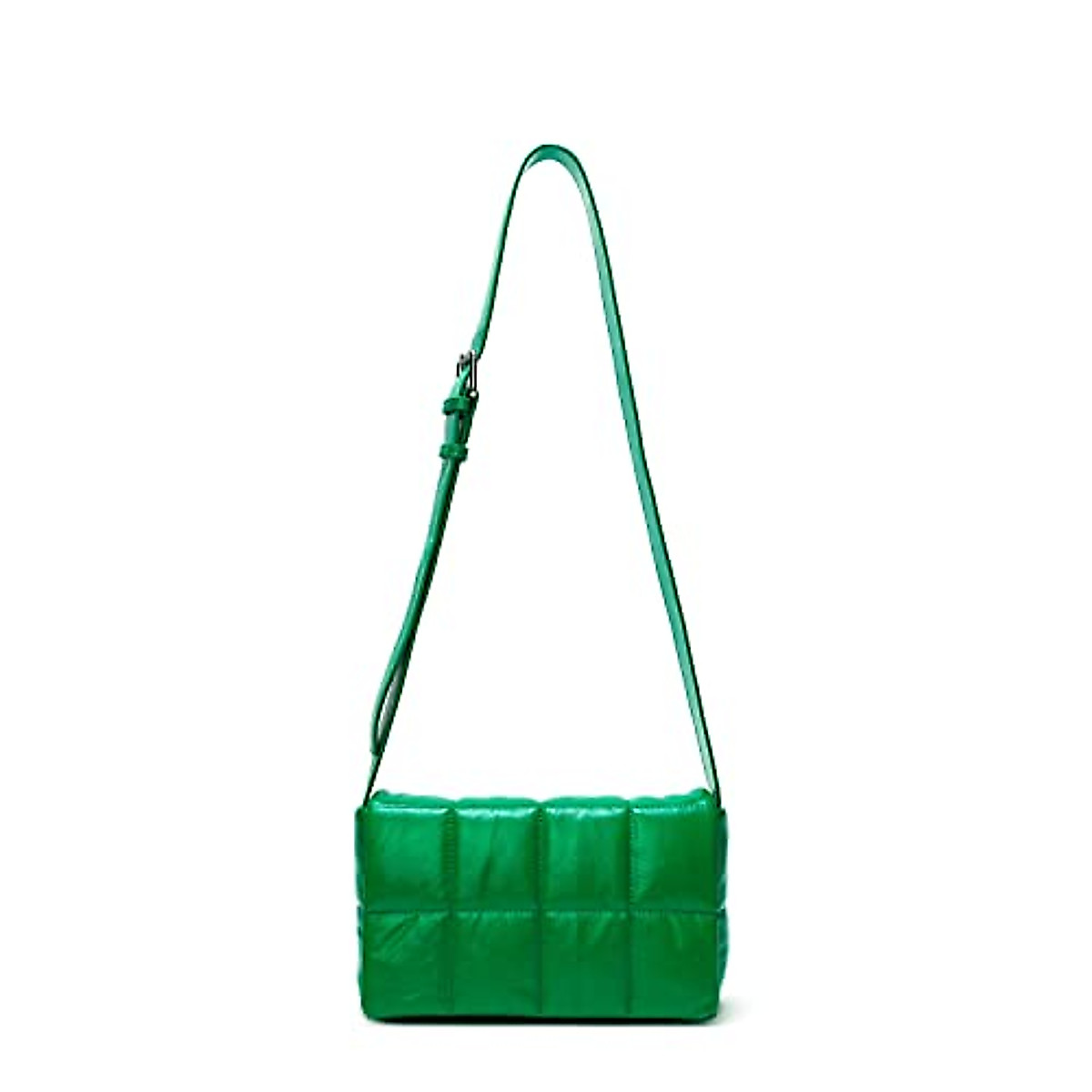EvaLuLu Genuine Leather Crossbody Bag for Womens Quilted Shoulder Handbag (Green Leather)