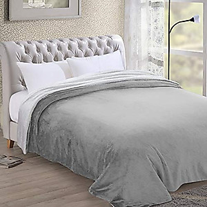 HOMEIDEAS Sherpa Blanket Queen/Full Size Extra Soft Fleece Blankets for All Season Fuzzy Warm for Bed Couch 90 x 90 Inches,Light Grey