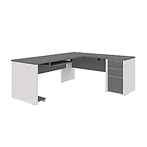 Bestar Universel 72W L-Shaped Desk in Slate & Sandstone