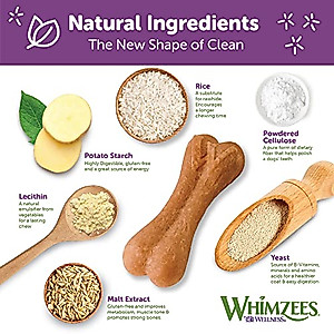 WHIMZEES by Wellness Rice Bone Natural Dog Dental Chews, Long Lasting Treats, Grain-Free, Freshens Breath, For Dogs 25-60 lbs, 9 count