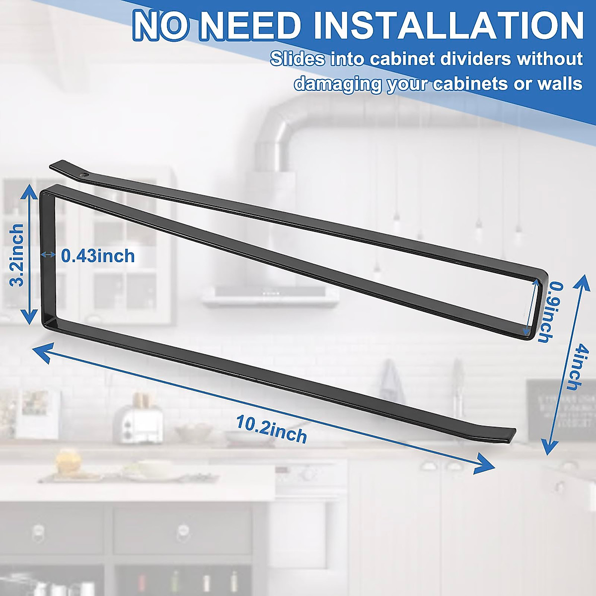 Xlajiao 2 Pack Tumbler Lid Organizer, Premium Tumbler Lid Storage Hook Up to 20 Lids, Space Saving Cup Lid Holders Under Cabinet Tumbler Lid Hook for Kitchen Organizer, No Adhesive No Drill (Black)