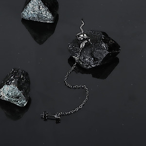 Drperfect 5Pcs Cuff Chain Earring for Men Women 316L Stainless Steel Feather Leaf Snake CZ Tassel Ear Cuff Crawler Climber Cartilage Long Drop Chain Dangle Earrings