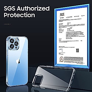 UniqueMe [5 in 1 Design for iPhone 13 Pro Max 6.7 inch Case, 2 Pack Screen Protector Tempered Glass + 2 Pack Camera Lens Protector, [Non-Yellowing] Shockproof Ultra Thin Protective Cover - Clear