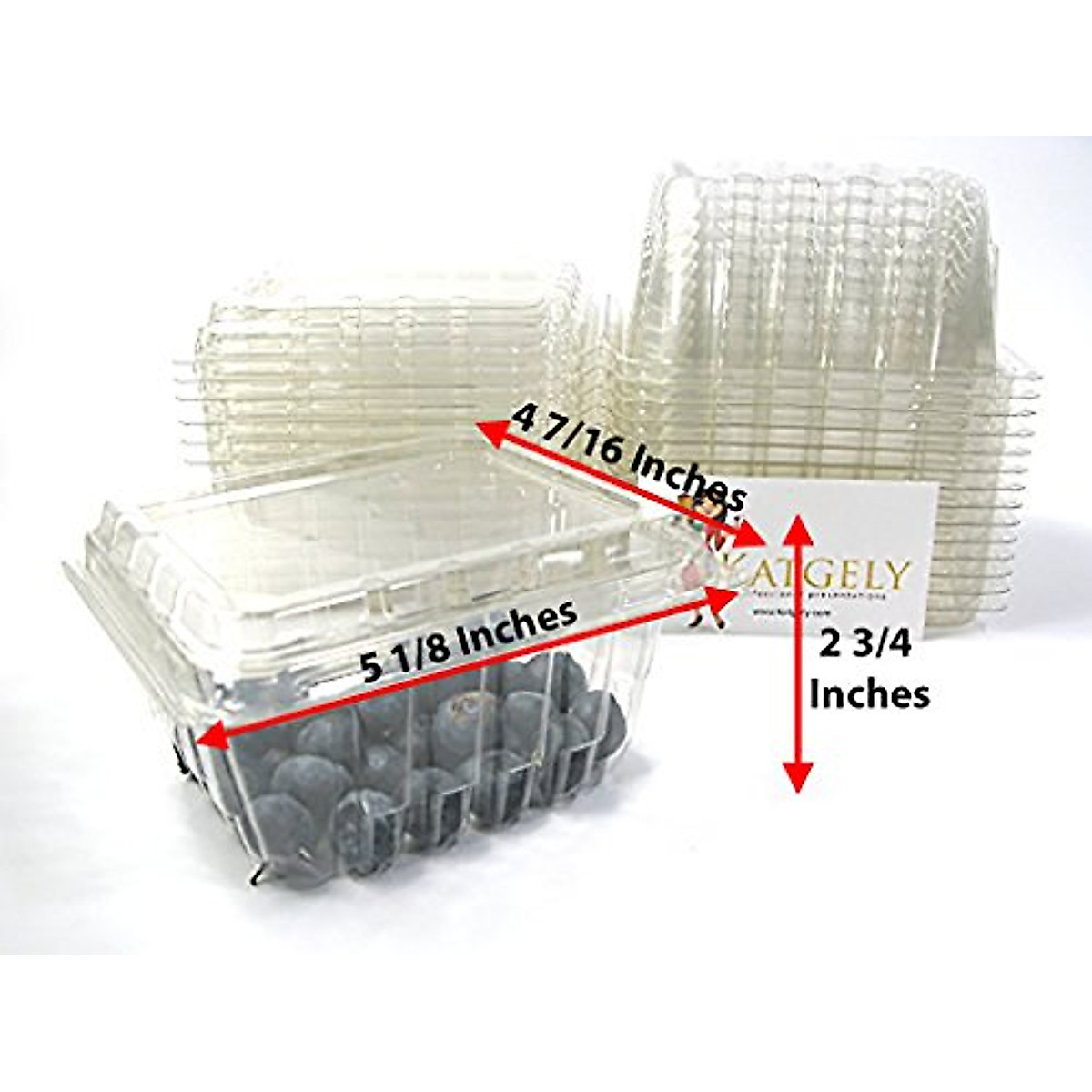 Katgely Vented Pint Plastic Berry Containers for Grape Tomatoes & Blueberries (Pack of 50)