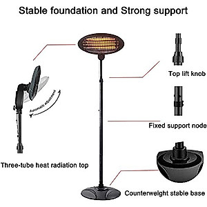 BOZOYYGH Patio Heater - Outdoor Electric Heater with Tip Over,Overheat Protection - 3 Adjustable Power Level from 500-1500W - Super Quiet Patio Heater for Patio,Courtyard,Garage Use