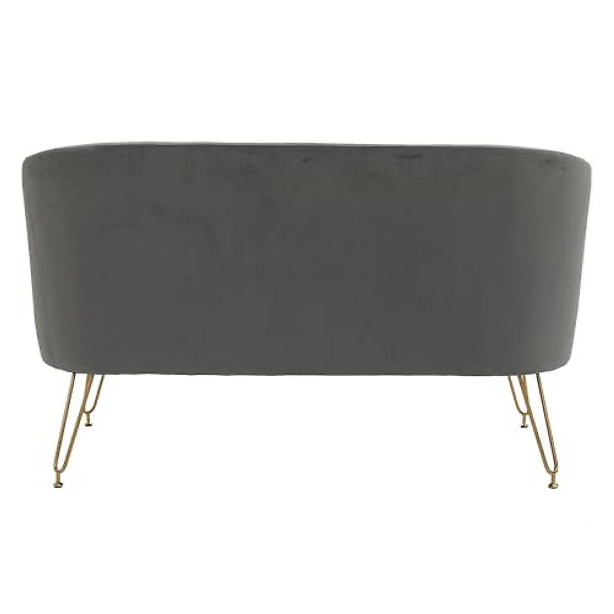 QQU Modern Velvet Loveseat Sofa, Comfy Upholstered Seat Couch with Metal Legs, 2-Seater Accent Sofa Chair, Living Room Sofa with Tufted Backrest, Grey