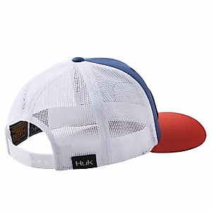 HUK mens Mesh Trucker Snapback | Anti-Glare Fishing Hat, Americana - Sargasso Sea, One Size US