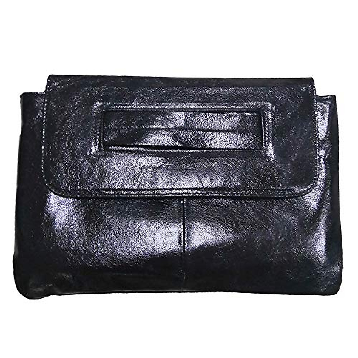 NIGEDU Women Handbags Leather Female Clutch Handbag Messenger Bag Large Solid High Capacity (Bright Black)