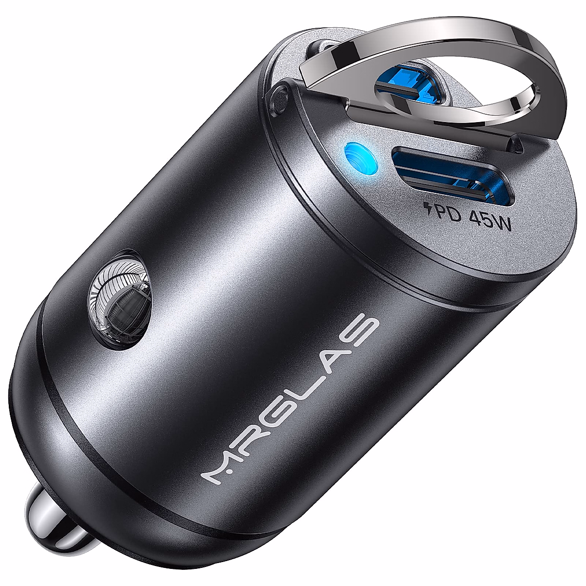 MRGLAS 90W USB C Car Charger,[Super Mini Metal] USB C Car Charger Fast Charging Adapter Dual PD Dual Port Type C Car Cigarette Lighter USB Charger Compatible iPhone 15 14 Pro Max iPad Samsung MacBook