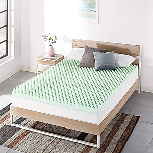 Best Price Mattress 4 Inch Egg Crate Memory Foam Mattress Topper with Calming Green Tea Infusion, CertiPUR-US Certified, Twin XL