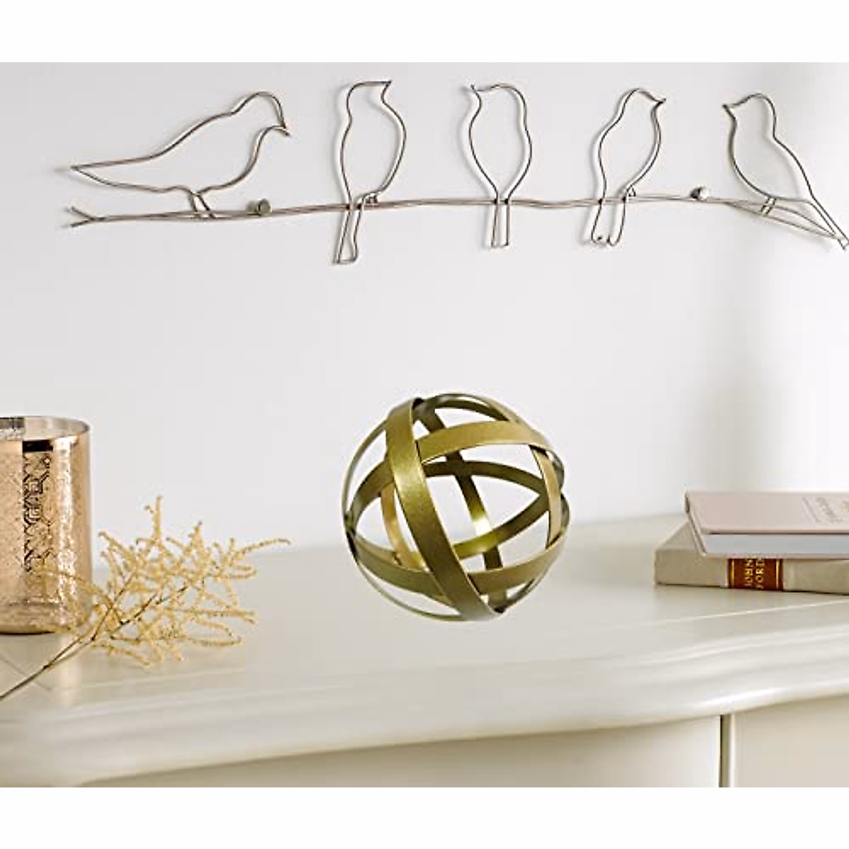 Decorative Sphere - Metal Band Sphere - Home Decor Accents - Tabletop Decorations for Living Room (Gold)