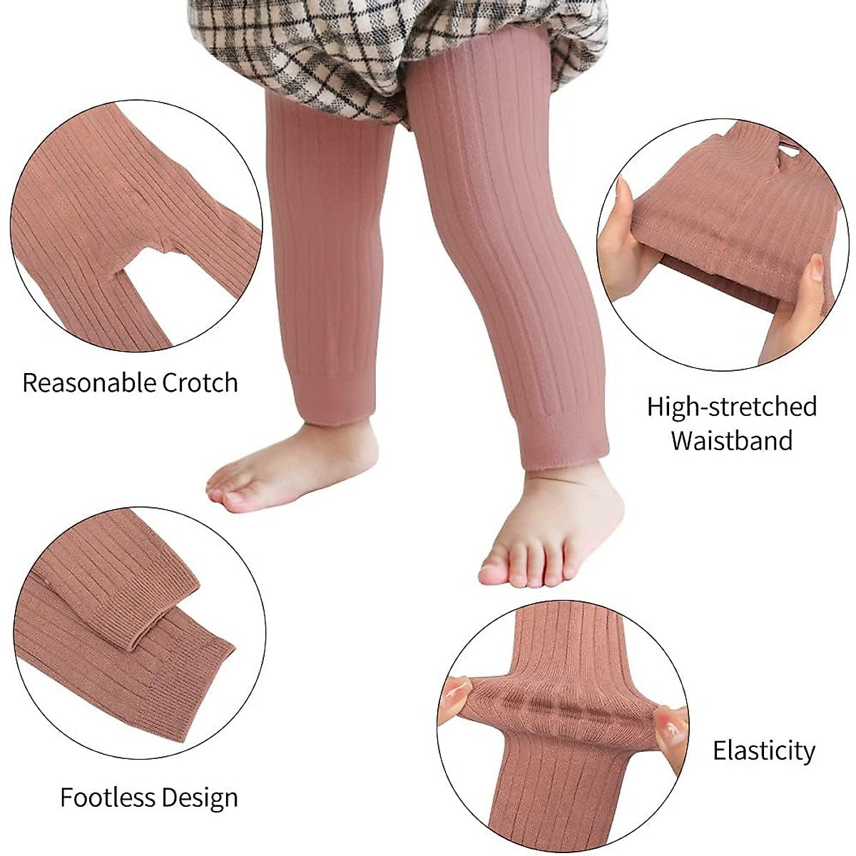 5 Pairs Girls Tights Cable Knit Leggings Footless Pants Pantyhose Stockings for Infants Toddlers