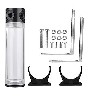 Water Cooling Reservoir, PC Water Reservoir 190mm*50mm Diameter G1/4'' POM Cylindrical CPU Water Cooler Reservoir System Heat Sink Kit Cooling Acrylic Water Reservoir for PC