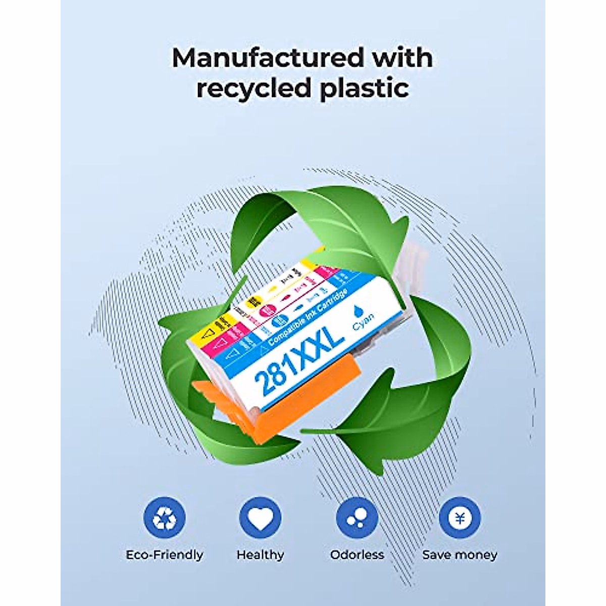 CLI-281XXL Compatible Ink Cartridge Replacement for Canon 281 Ink Cartridges Combo Pack High Yield Use to PIXMA TR7520 TR8520 TR8500 TR8600 TR8620 TS6120 TS6220 TS8120 TS8220 TS9120 Printer (3 Pack)