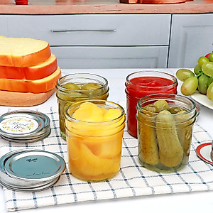 Datttcc Mason Jars Herb Canister, 6 OZ Glass Mason Jar with Regular Lids and Metal Divider, Rustic Country Style Storage Container for Bathroom, Kitchen, Living Room, Office,Set of 30