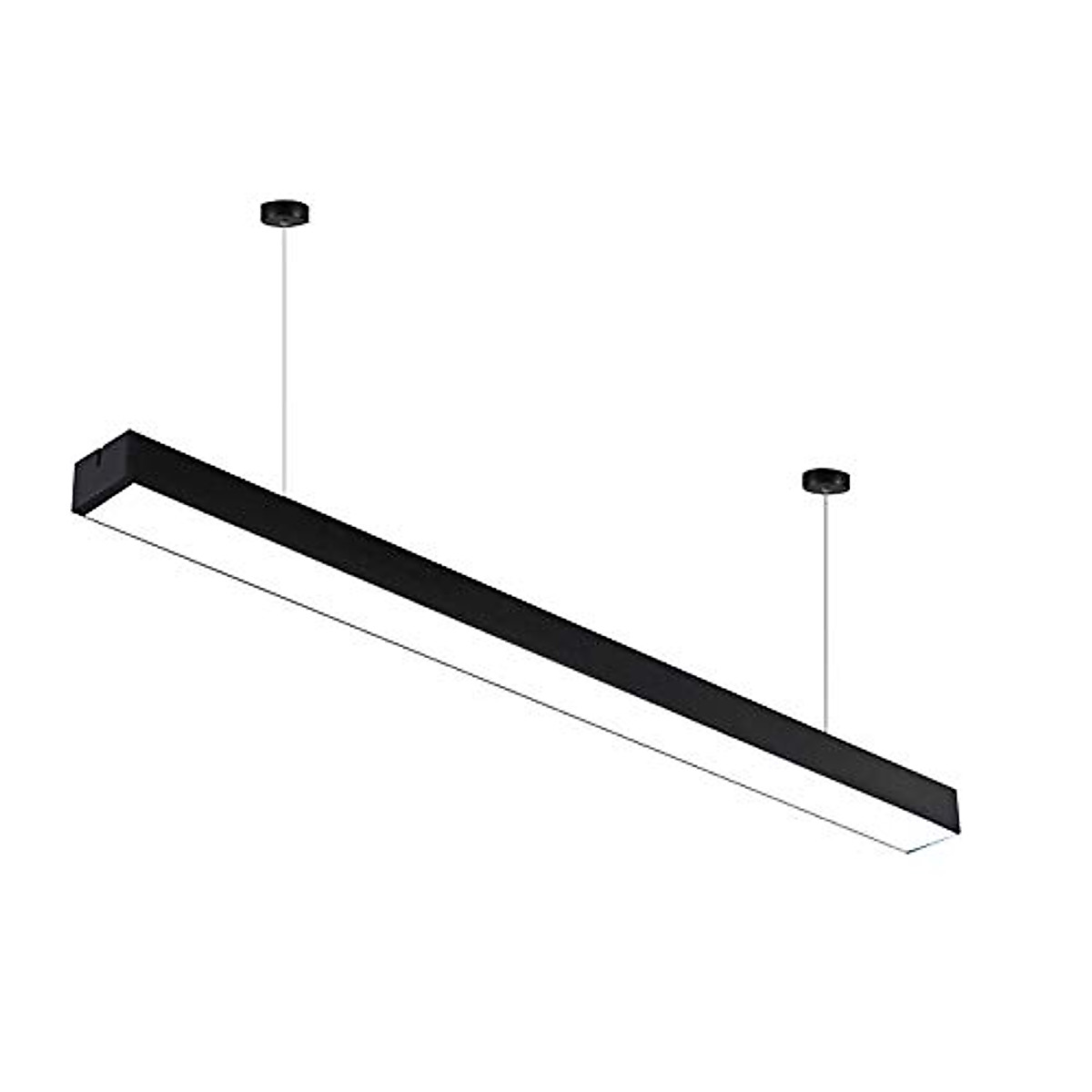 BAYCHEER Modern 35.43inches Linkable LED Office Lighting Fixture Long Strip Lamp Adjustable Hanging Lamp for Office Commercial Area barn Kitchen Garage Basement Black