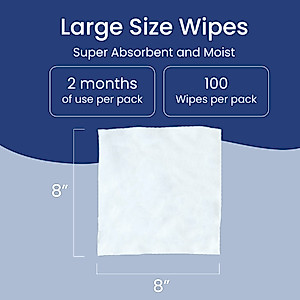 Made in USA Premium Pet Wipes with All Natural Ingredients for Dogs & Cats, Body, Ears, Face, Butt & Paws - 8x8 Inch Large - Unscented, Ultra Thick, Hypoallergenic & Alcohol-Free (1 Pack (100 pcs))