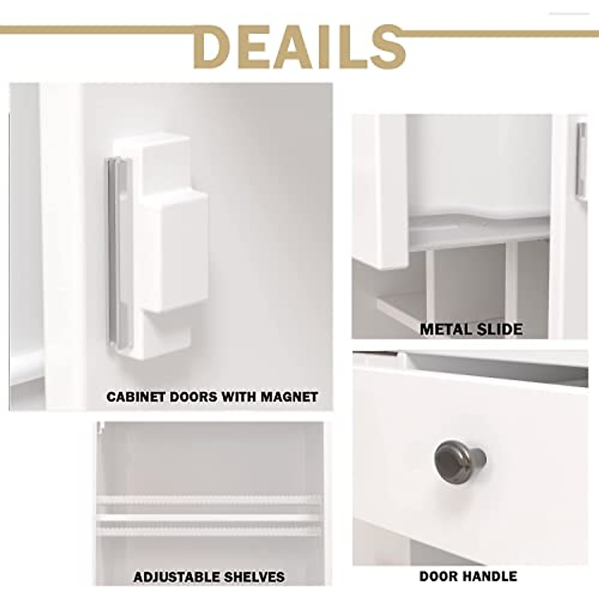 4 EVER WINNER Coffee Bar Cabinet Farmhouse, 47” Kitchen Buffet Storage Cabinet with Wine and Glass Racks, Storage Drawers, Wine Bar Cabinet with Barn Door for Kitchen, Dining Room, White