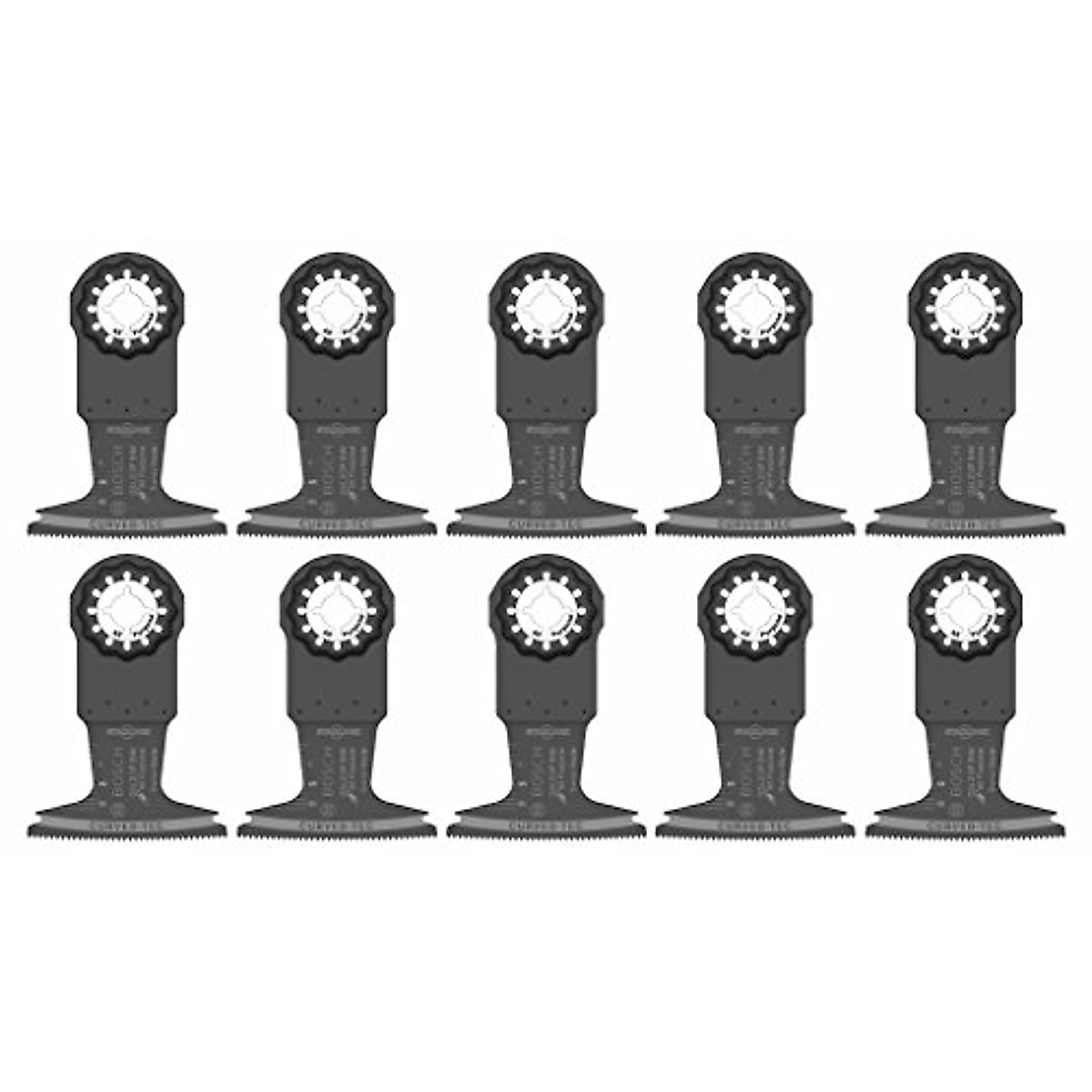 BOSCH OSL212F-10 10-Pack 2-1/2 In. Starlock Oscillating Multi Tool All Purpose Bi-Metal Plunge Cut Blades for Applications in Wood, Wood with Nails, Drywall, PVC, Metal (Nails and Staples)