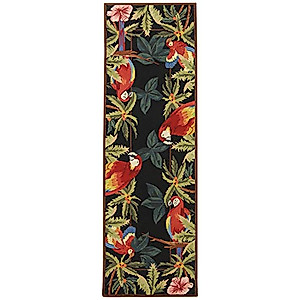 SAFAVIEH Chelsea Collection Runner Rug - 2'6" x 8', Black, Hand-Hooked French Country Wool, Ideal for High Traffic Areas in Living Room, Bedroom (HK296A)