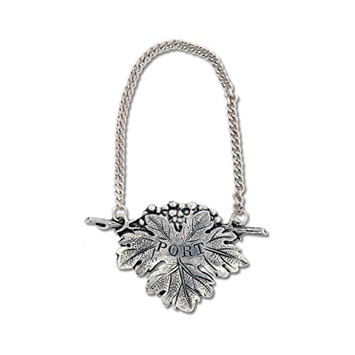 Vagabond House Pewter Port Decanter Tag/Liquor Bottle Label - Handcrafted Quality Detail Engraved 3 inch Wide