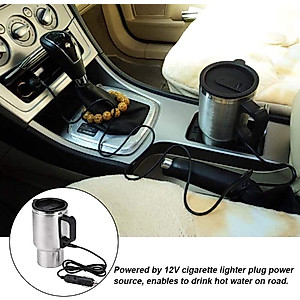 Car Kettle Electric Kettle Camping 12V 450ml Coffee Maker Water Boiler 65°C/149°F, Portable Travel Car Truck Kettle Hot Water Heater Bottle for Tea Coffee Making Cigarette Lighter Heating Cup, 60W