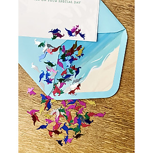 Dinosaur Metallic Confetti (75 Grams 5,250 Pieces) T-Rex Brontosaurus Jungle Foil Jurassic Dino Glitter for Kids and Children Birthday Party, Arts & Crafts by JPACO