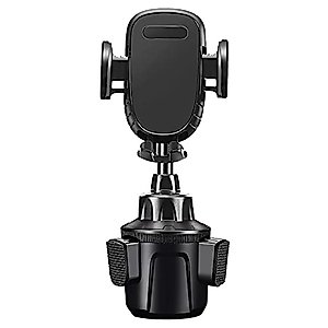 Car Cup Holder Phone Mount W/ Long Gooseneck- Flexible Smartphone Holder, 360° Rotation Feature, 1 Click Release, Universal iPhones 13 11 Pro Max/SE/XS/Max/X/8/7 Plus/Galaxy/Google Pixel (Black)