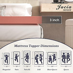 Jacia House 3 Inch Bed Foam Hospital Size Mattress Topper in a Box, Hospital Bed Topper, Certi PUR-US Certified 72 * 33 * 3 Inches Hospital Bed Essentials Mattress Pad Blue