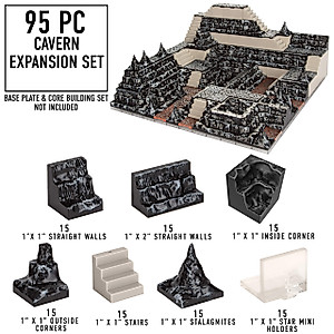 Monster Adventure Terrain - 95pc Cavern Expansion Set - Fully Modular and Stackable 3-D Tabletop World Builder Compatible with DND Dungeons Dragons, Pathfinder, and All RPG Games
