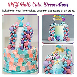 Acmee 115 PCS Ball Cake Toppers - Mini Balloon Cake Decorations Foam Ball Cupcake Picks DIY Cake Insert Toppers for Birthday Party Wedding Baby Shower - Pink Purple Blue